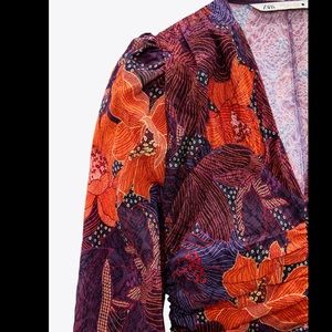 Zara | Tops | Lastzara Multicolored Floral Print Draped Top Size S ...